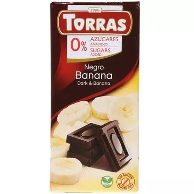 Шоколад темный с кусочками банана без сахара Torras 75г - купить в ...