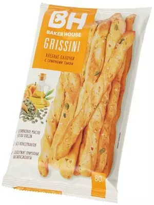 Хлебные палочки Baker House Grissini с семенами тыквы 80г - купить в ...