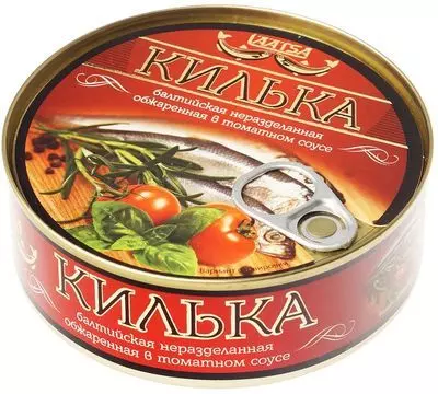 Килька балтийская обжаренная в томатном соусе неразделанная 240г ...