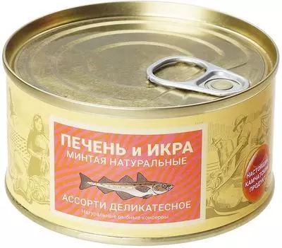 Печень и икра минтая натуральные 185г - купить в Москве по выгодной ...