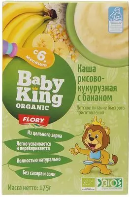 Каша детская рисово-кукурузная безмолочная с бананом без сахара с 6 ...